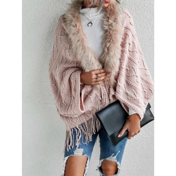 Sweaters | Fuzzy Trim Textured Knit Cardigan | Poshmark